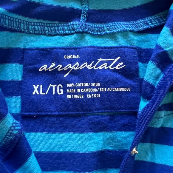 Aeropostale | Tops | Nwt Aeropostale Womens Blue Striped Long Sleeve With Hood | Poshmark